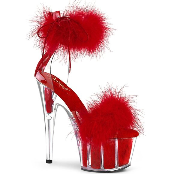 Pleaser | Shoes | Pleaser Adore 724f Red Marabou Platform Heels Sandal ...